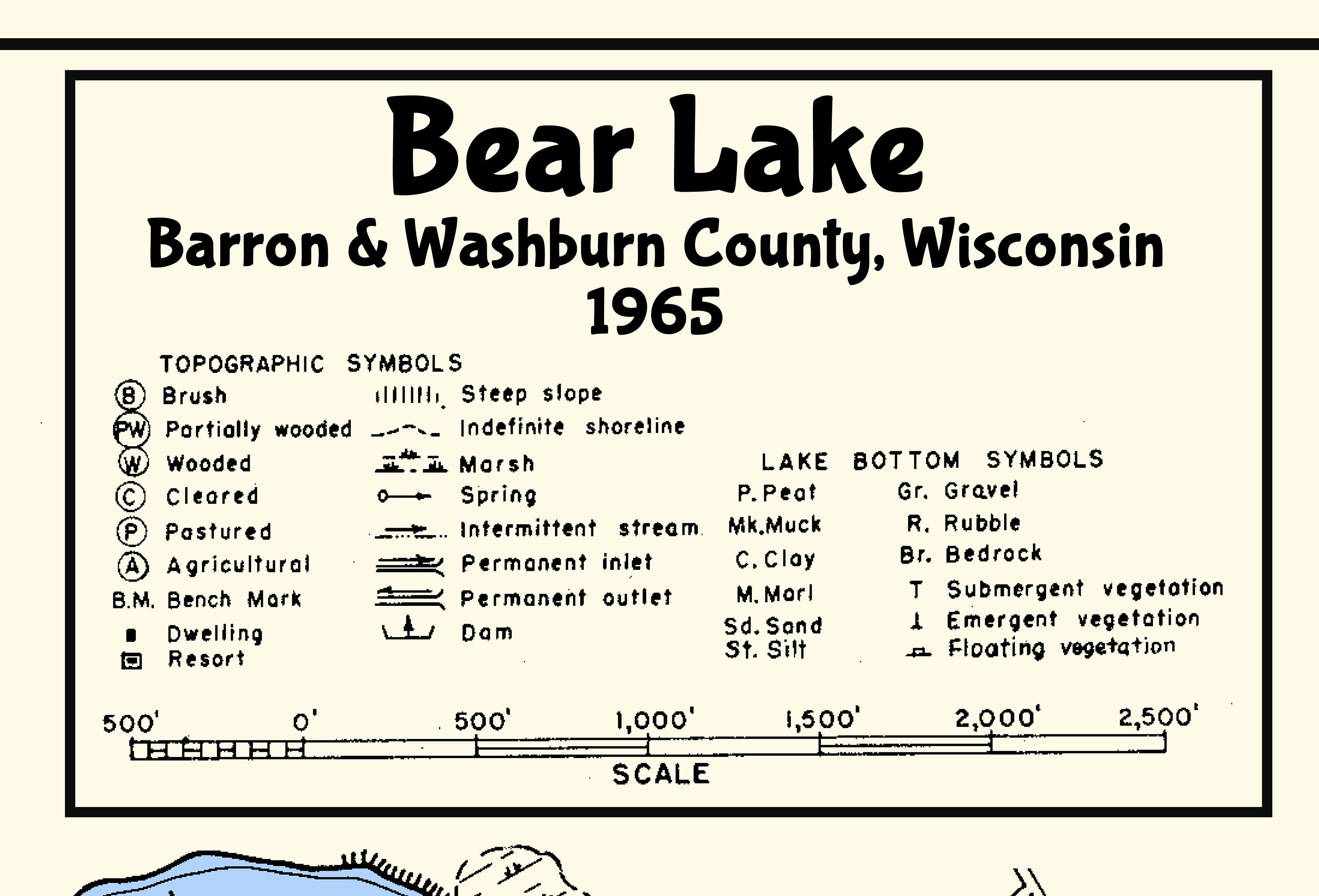 1965 Map of Bear Lake Barron and Washburn County Wisconsin - Etsy