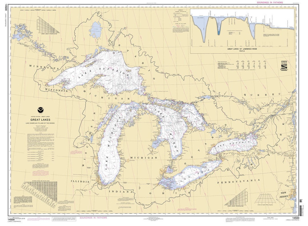 2009 Nautical Map of the Great Lakes - Etsy
