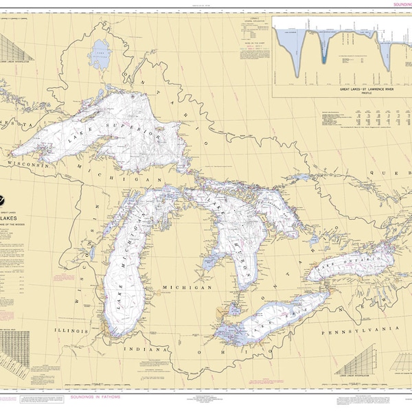 Great Lakes Map - Etsy