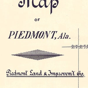 1890 Map of Piedmont Alabama - Etsy