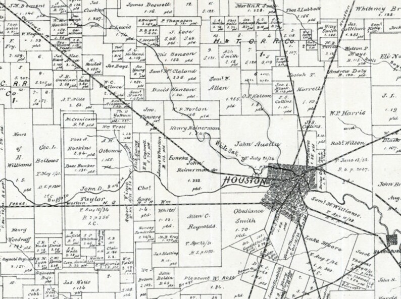 1879 Farm Line Map of Harris County Texas Houston | Etsy