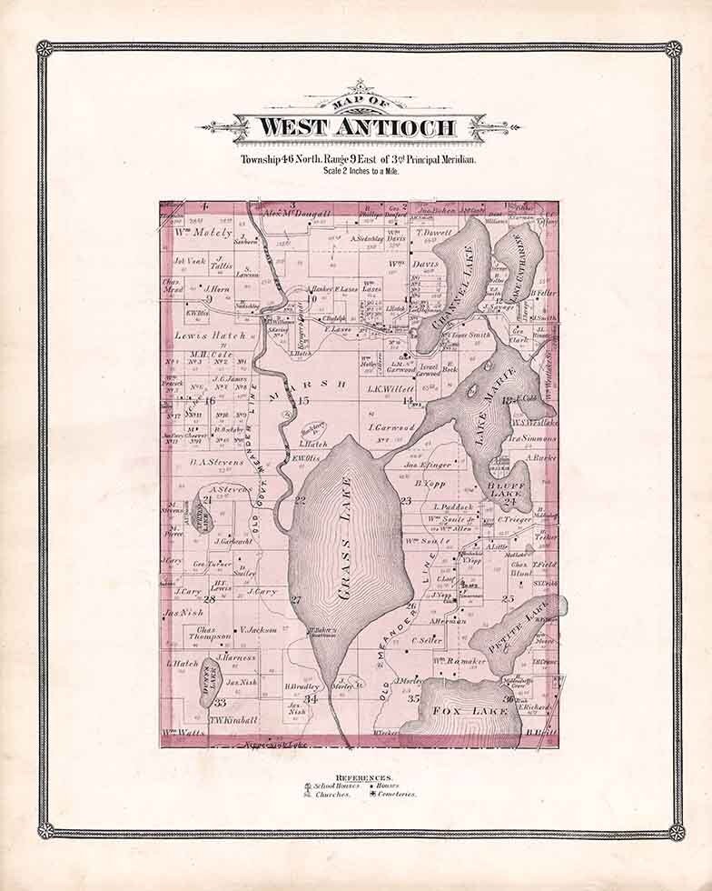 1885 Map of West Antioch Township Lake County Illinois - Etsy UK