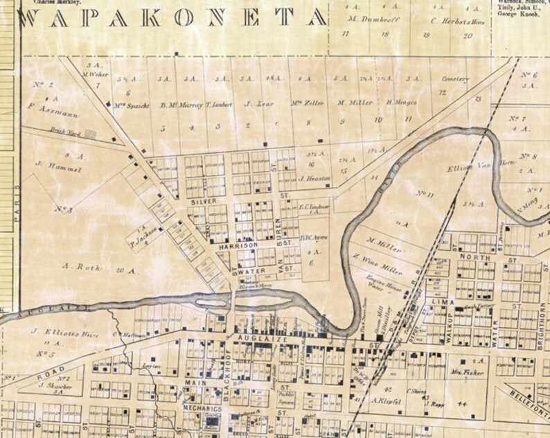 1860 Farm Line Map of Auglaize County Ohio Wapakoneta Minster - Etsy