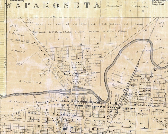 1860 Farm Line Map of Auglaize County Ohio Wapakoneta Minster - Etsy