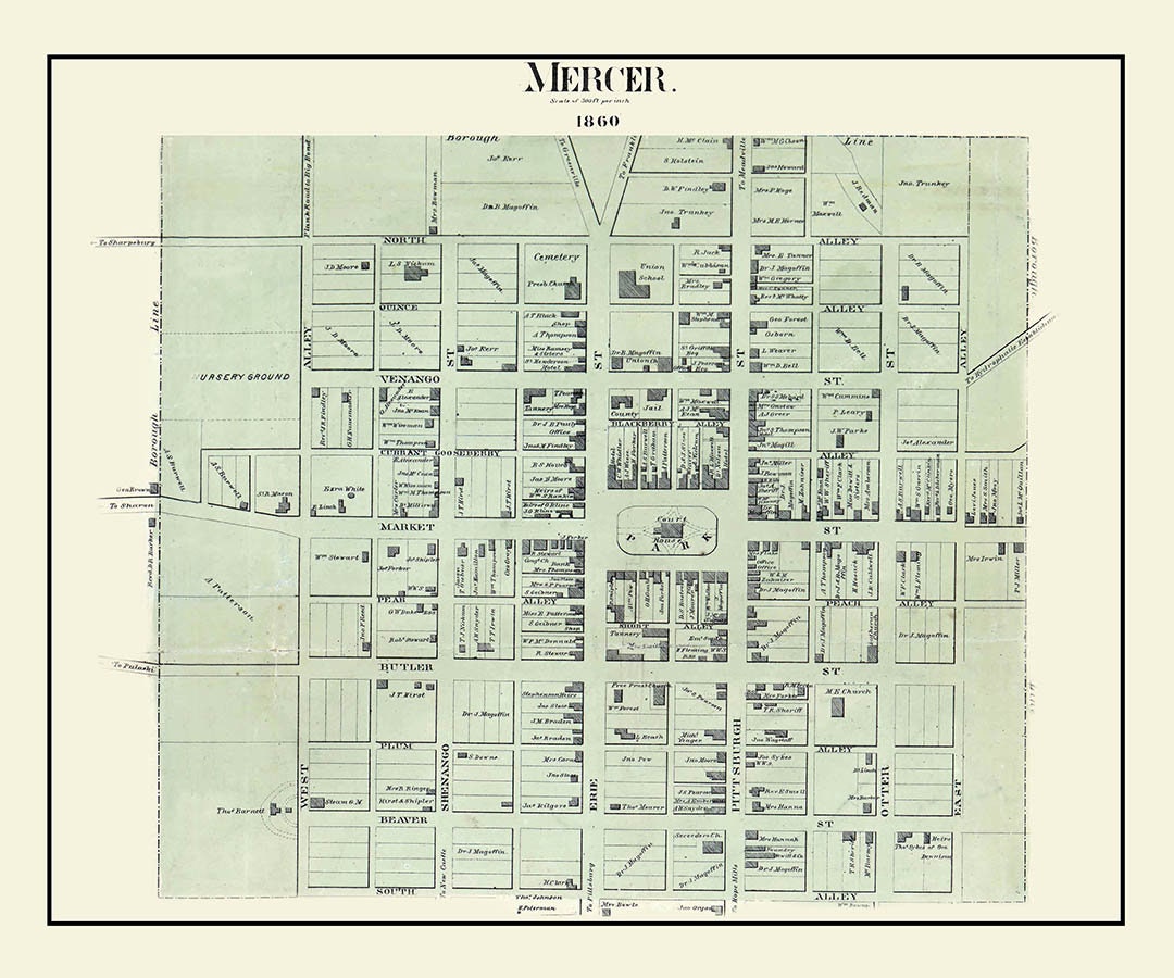 1860 Map of Mercer Pennsylvania - Etsy