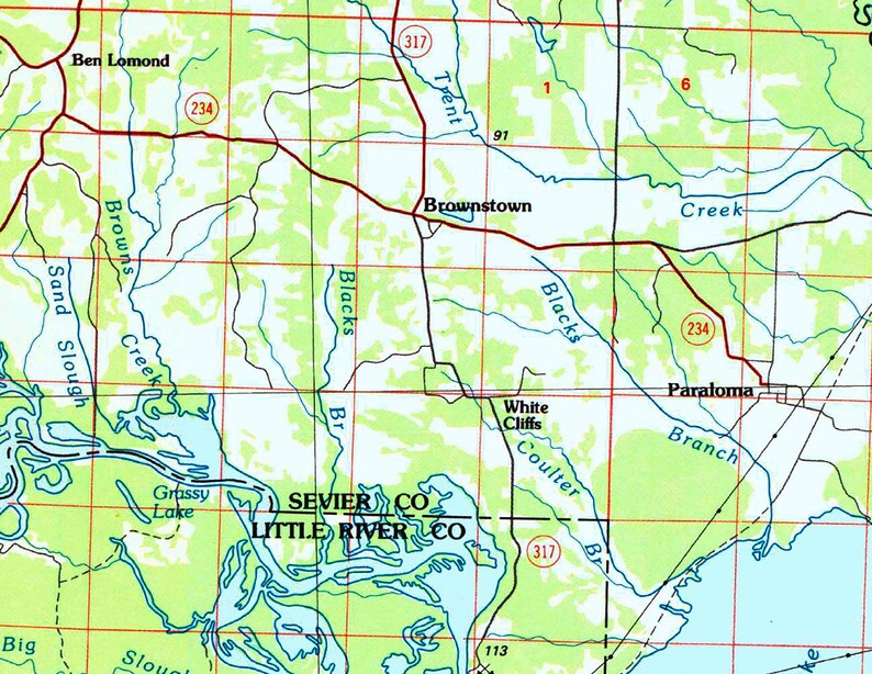 1986 Map of Millwood Lake Arkansas Ben Lomond Paraloma Brownstown - Etsy