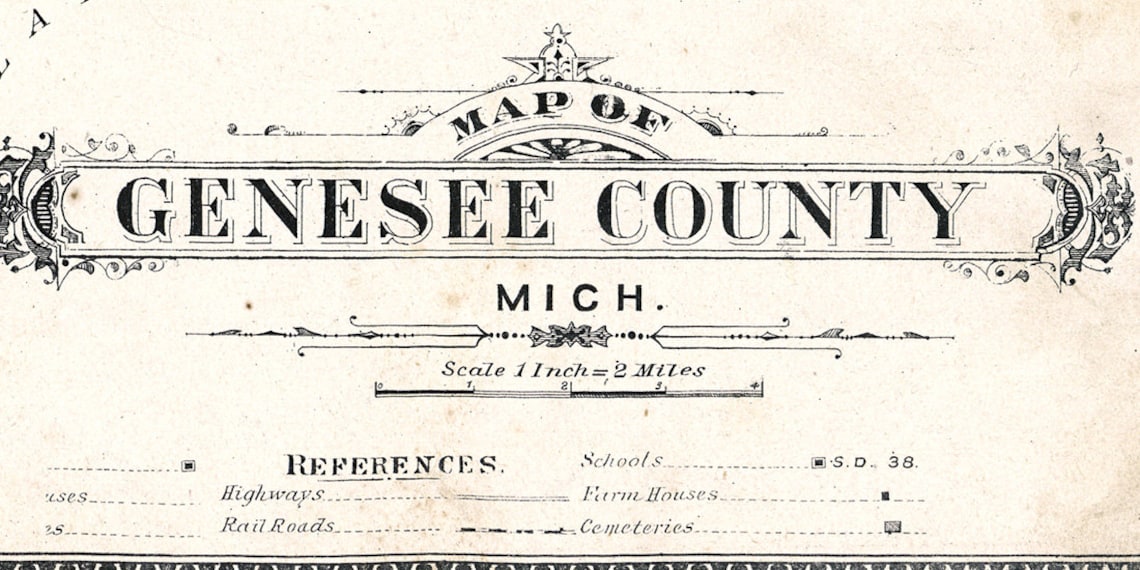 1889 Map of Genesee County Michigan Historical Cemeteries - Etsy