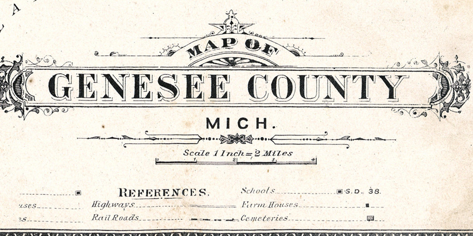 1889 Map of Genesee County Michigan Historical Cemeteries Schools ...