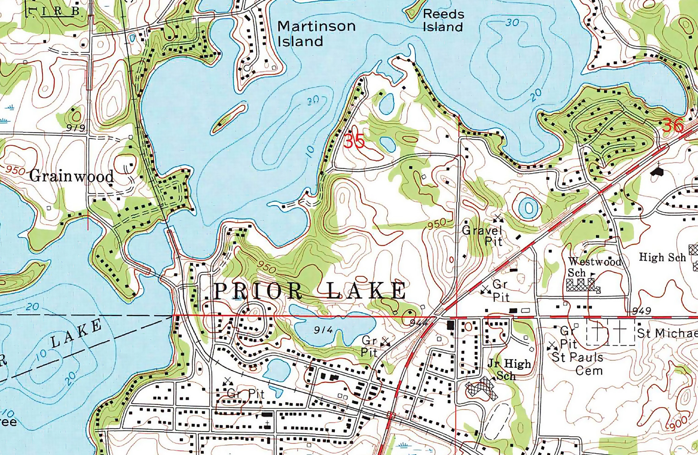 1974 Map of Prior Lake Minnesota - Etsy