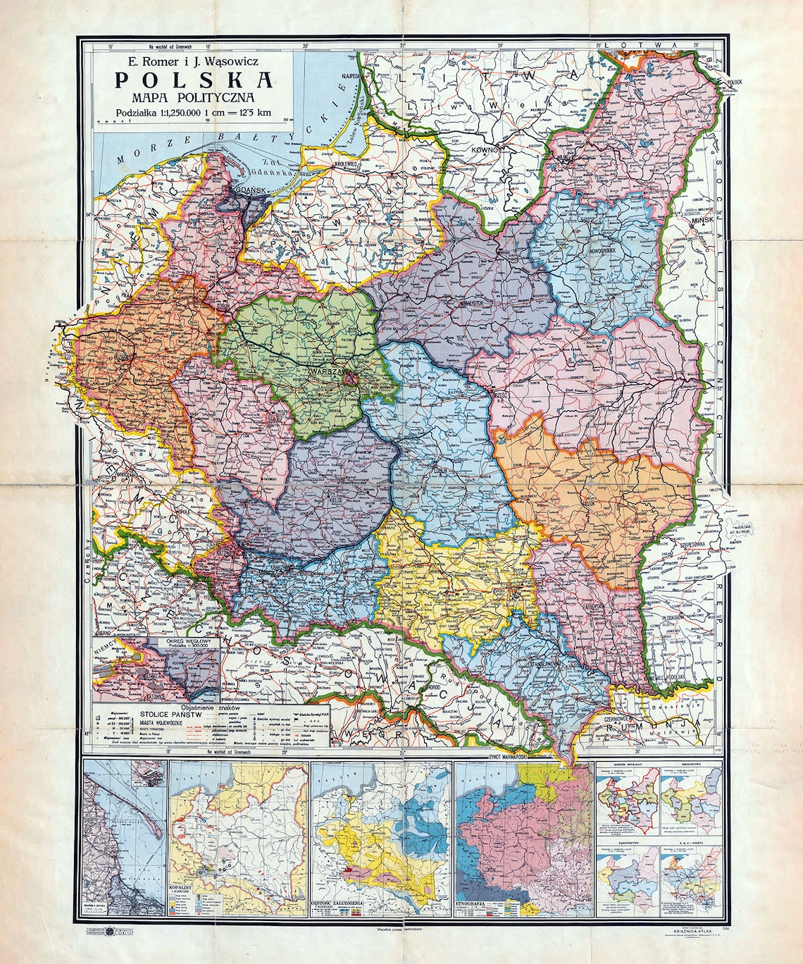 1930 Map of Poland - Etsy
