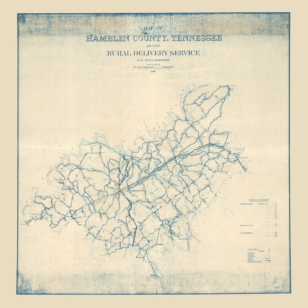 1928 Map of Hamblen County Tennessee - Etsy