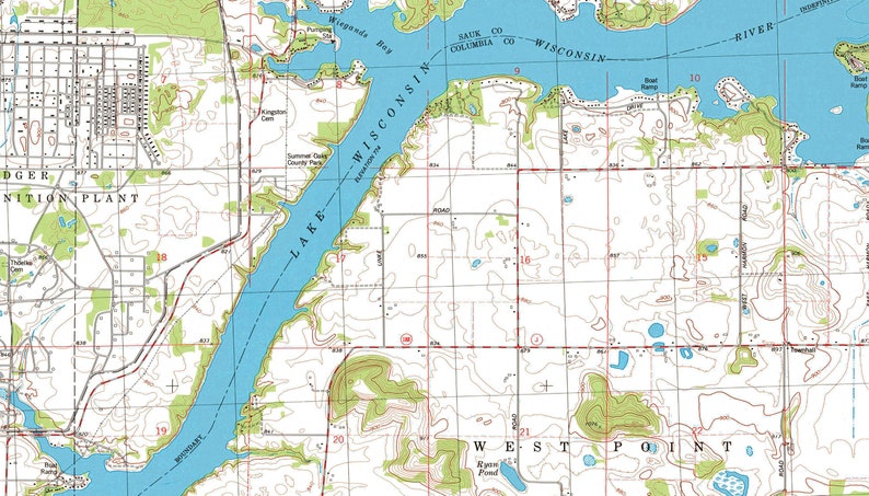 1975 Map of Lake Wisconsin - Etsy