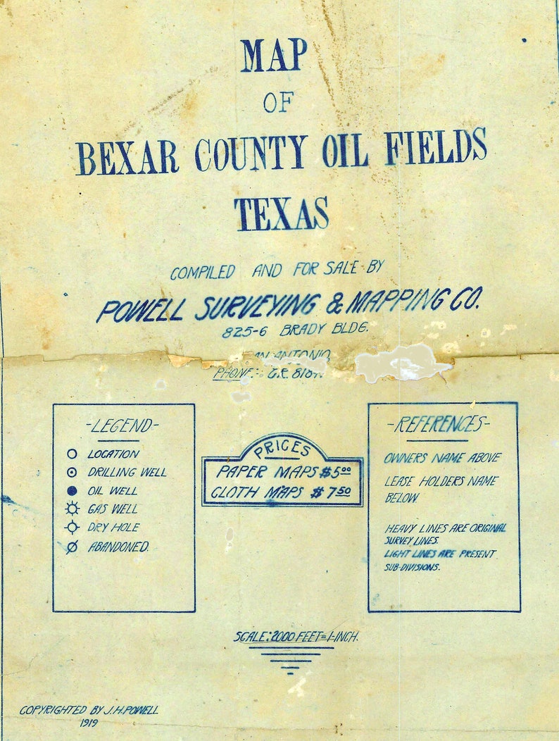 1919 Map of Bexar County Oil Fields Texas - Etsy