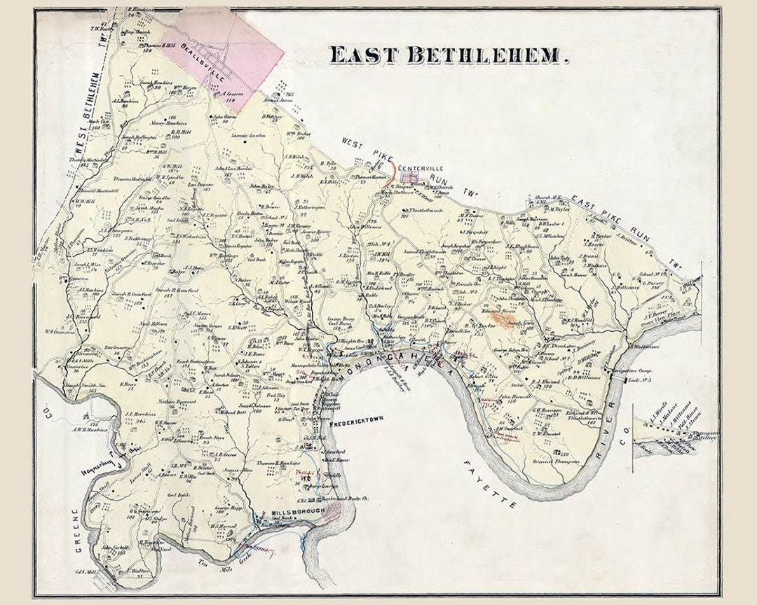 1876 Map of East Bethlehem Township Washington County Pa - Etsy
