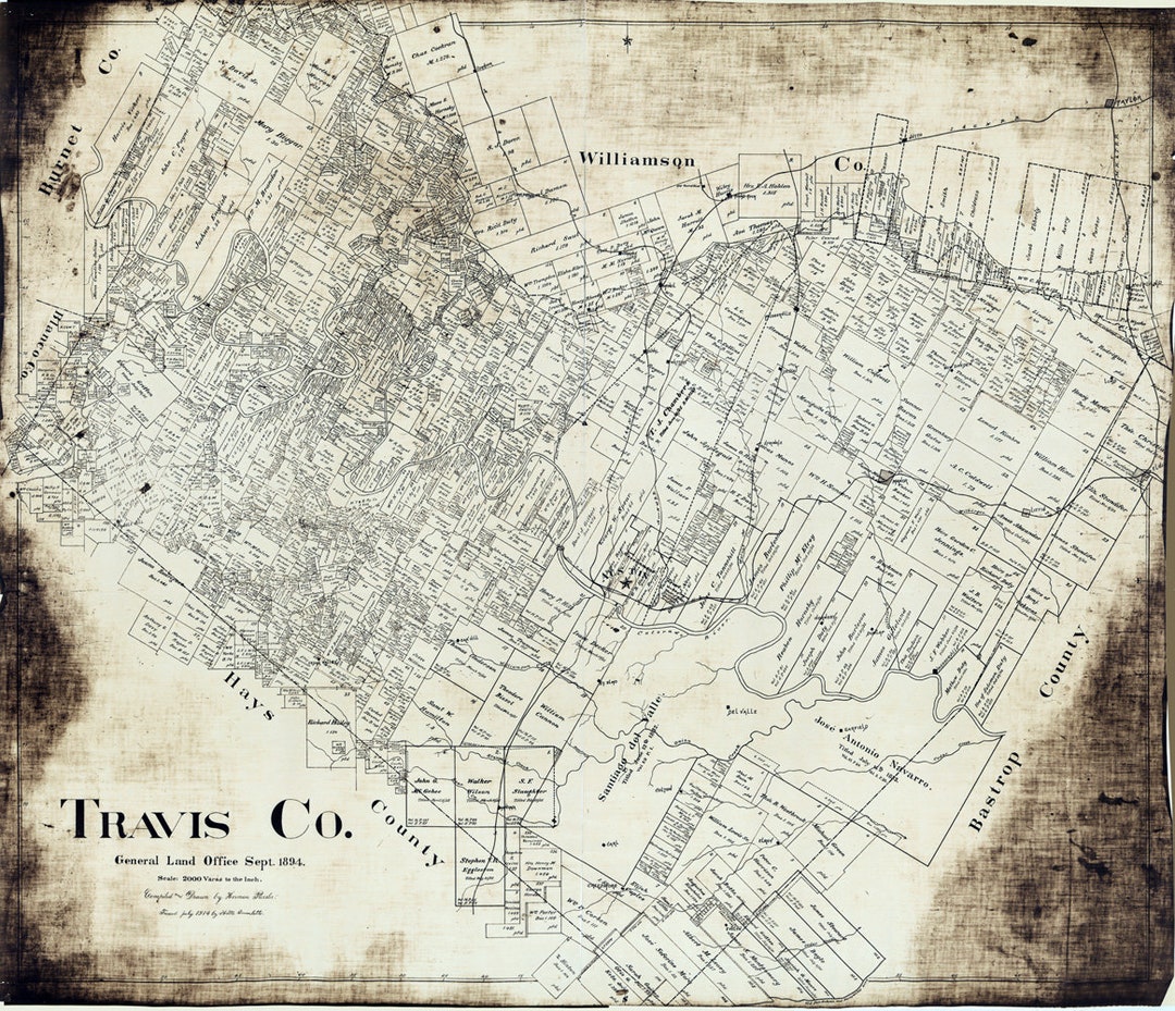 1914 Farm Line Map of Travis County Texas Austin - Etsy