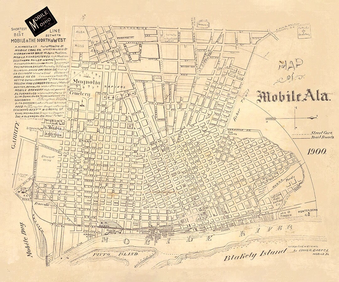 1900 Map of Mobile Alabama - Etsy