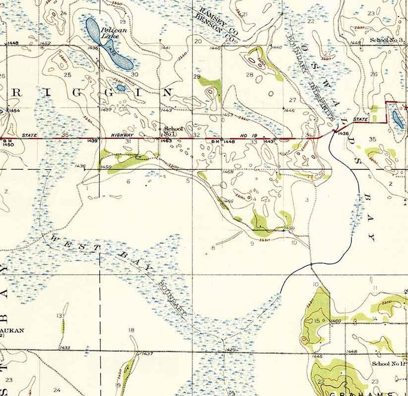 1932 Topo Map of Grahams Island North Dakota Quadrangle - Etsy