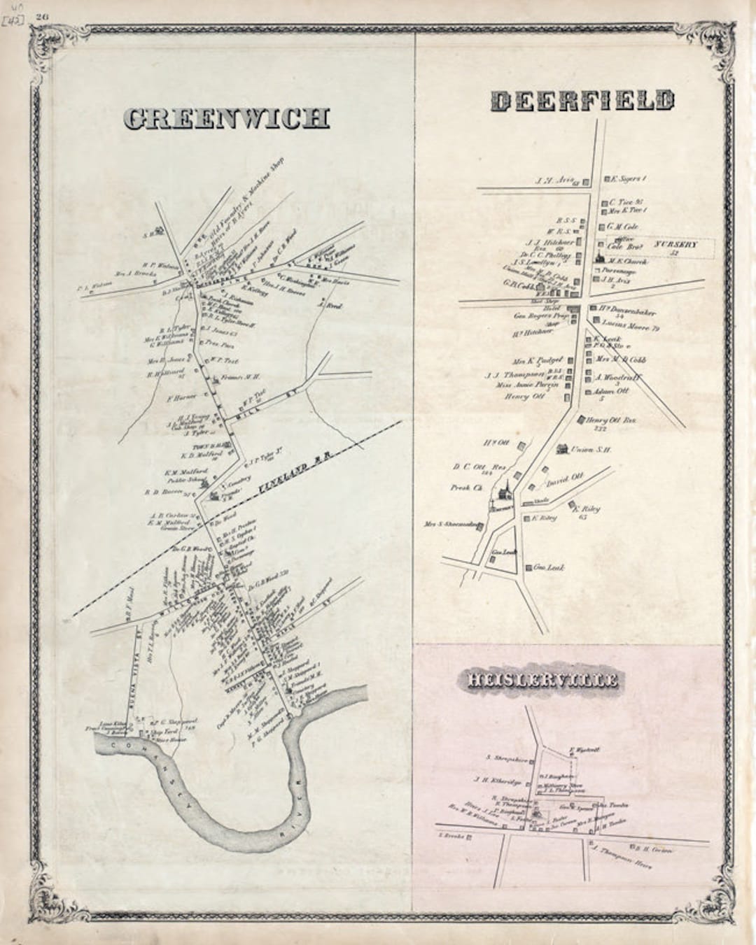 1876 Map of Greenwich Deerfield & Heislerville Cumberland County New ...