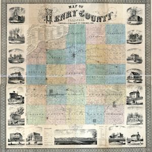 1860 Map of Henry County Illinois - Etsy