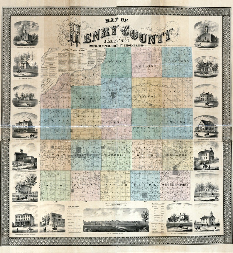 1860 Map of Henry County Illinois - Etsy