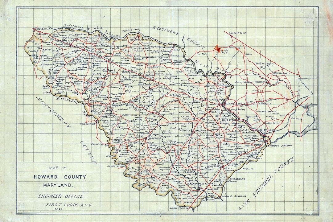 1863 Map of Howard County Maryland - Etsy