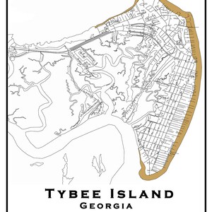 Tybee Island Georgia Map - Etsy