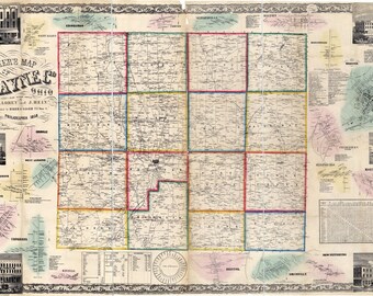 1856 Farm Line Map of Summit County Ohio Akron - Etsy