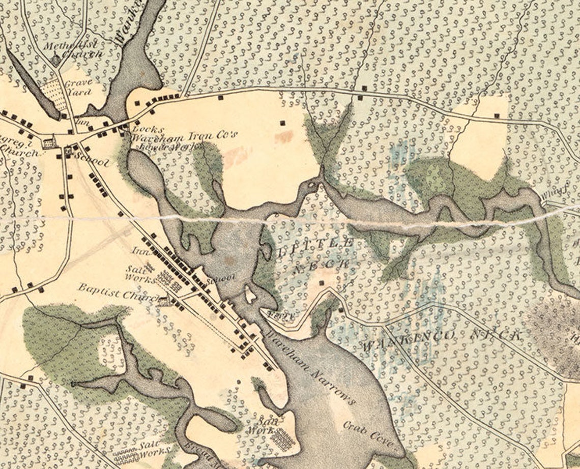 1832 Map of Wareham Massachusetts - Etsy