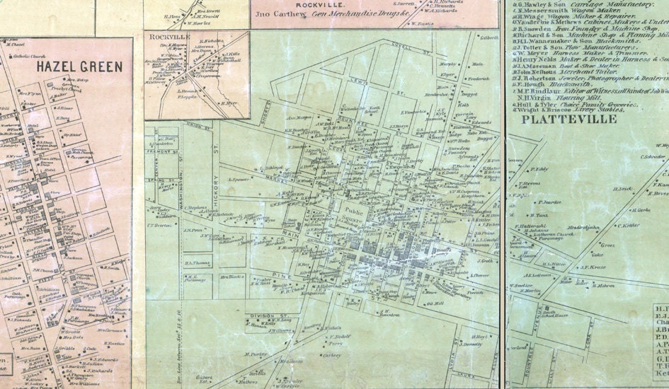 1868 Map of Grant County Wisconsin Platteville | Etsy