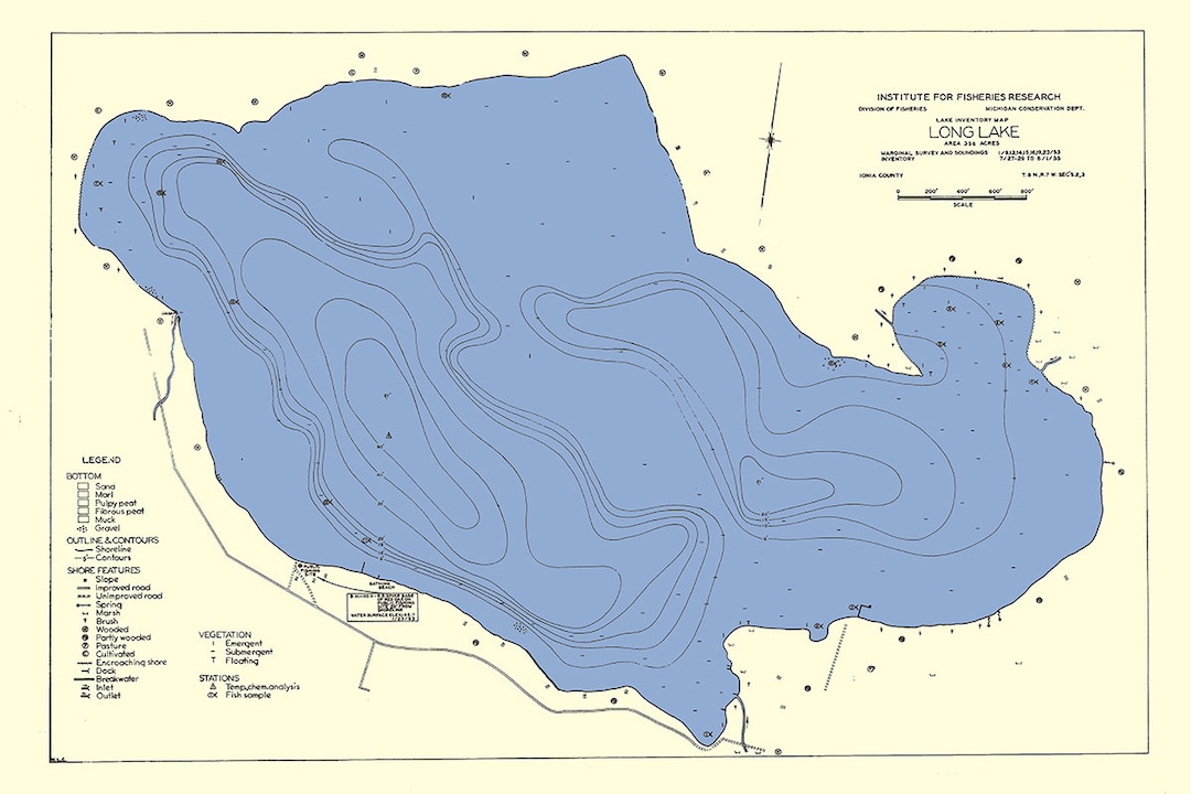 1953 Map of Long Lake Ionia County Michigan - Etsy