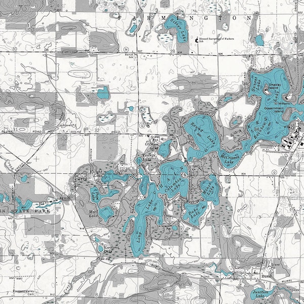 Chain O Lakes Map Waupaca - Etsy