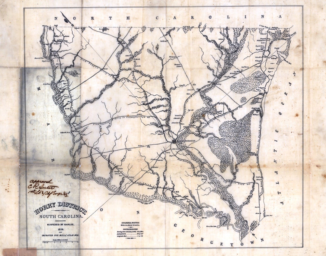 1825 Map of Horry District (county) South Carolina - Etsy