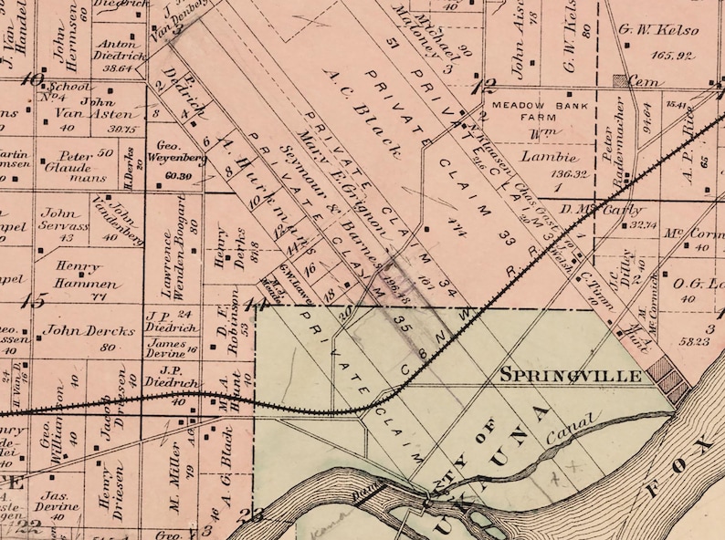 1889 Map of Kaukauna Township Outagamie County Wisconsin - Etsy
