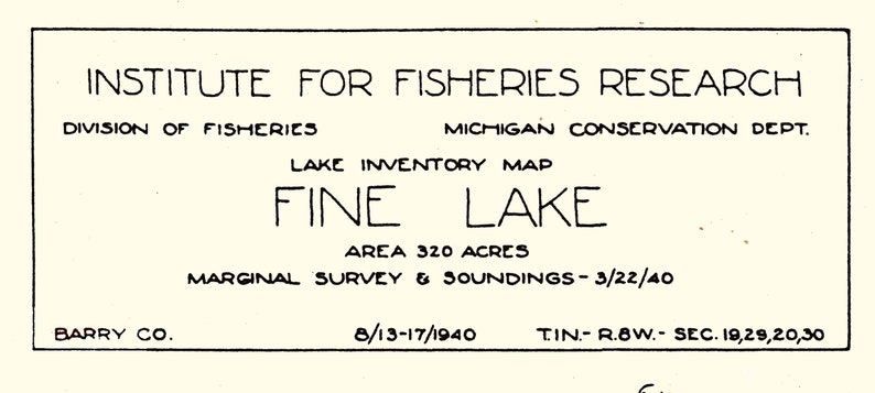 1940 Map of Fine Lake Barry County Michigan - Etsy