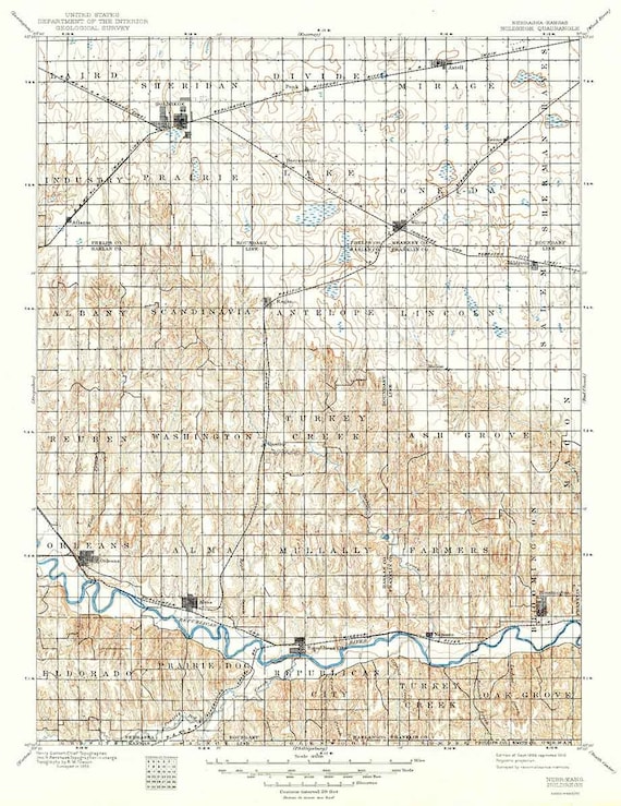 1896 Topo Map of Holdrege Nebraska Orleans Wilcox | Etsy