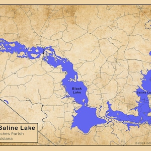2024 Map of Black Lake and Saline Lake Natchitoches Parish Louisiana - Etsy