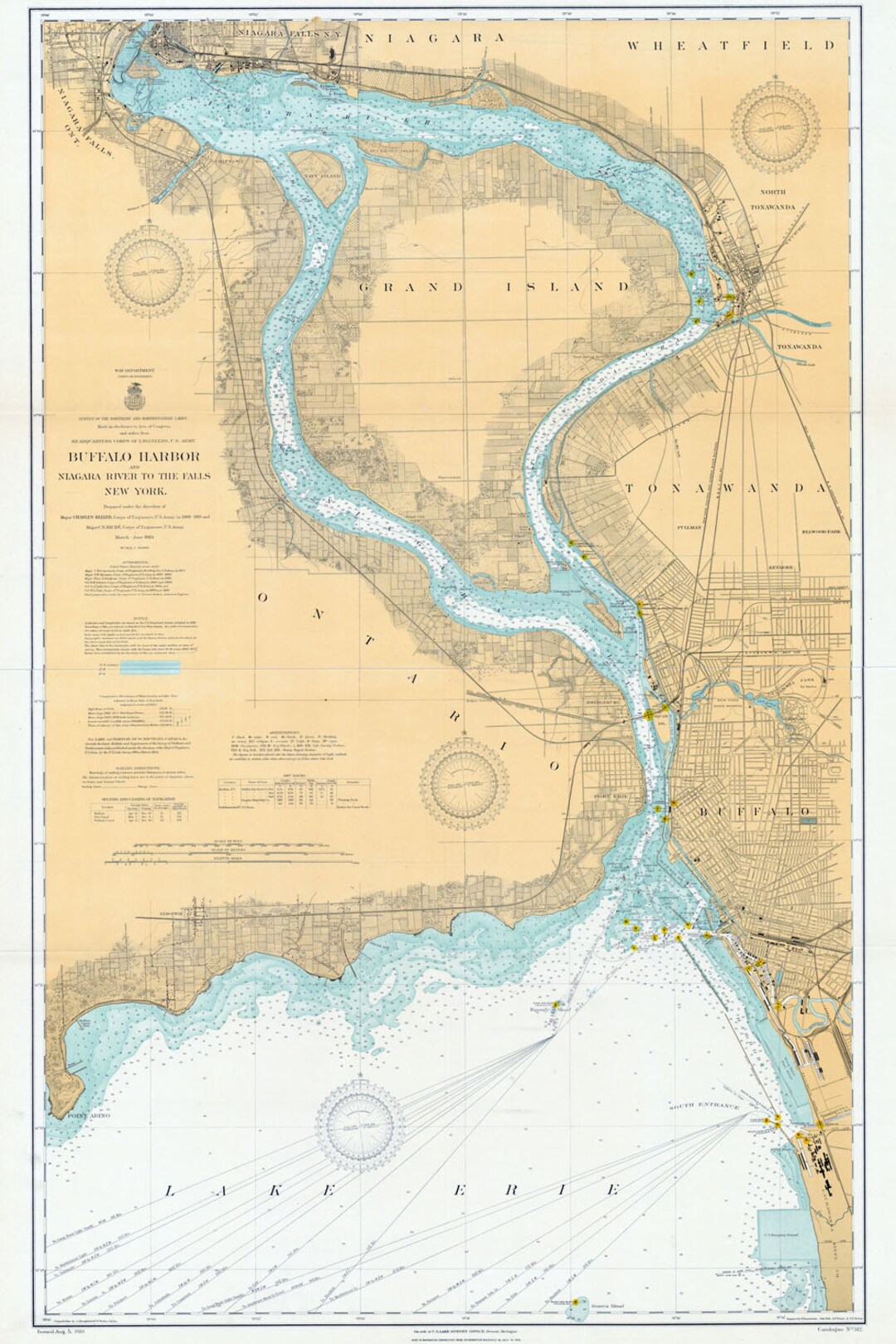 1910 Nautical Map of Niagara River New York - Etsy