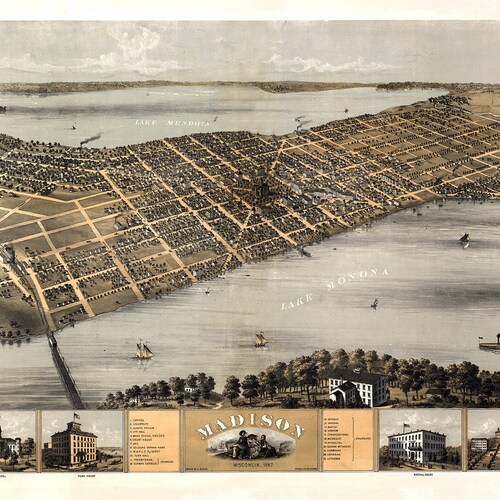 University of Wisconsin® Madison Campus Art Map Print - Etsy