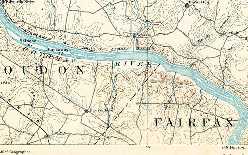 1893 Topo Map of Frederick Maryland Quadrangle - Etsy