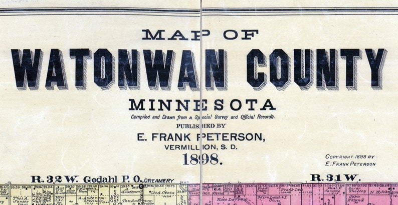 1898 Farm Line Map of Watonwan County Minnesota - Etsy