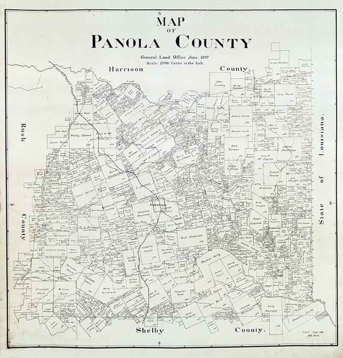 1897 Farm Line Map of Panola County Texas | Etsy