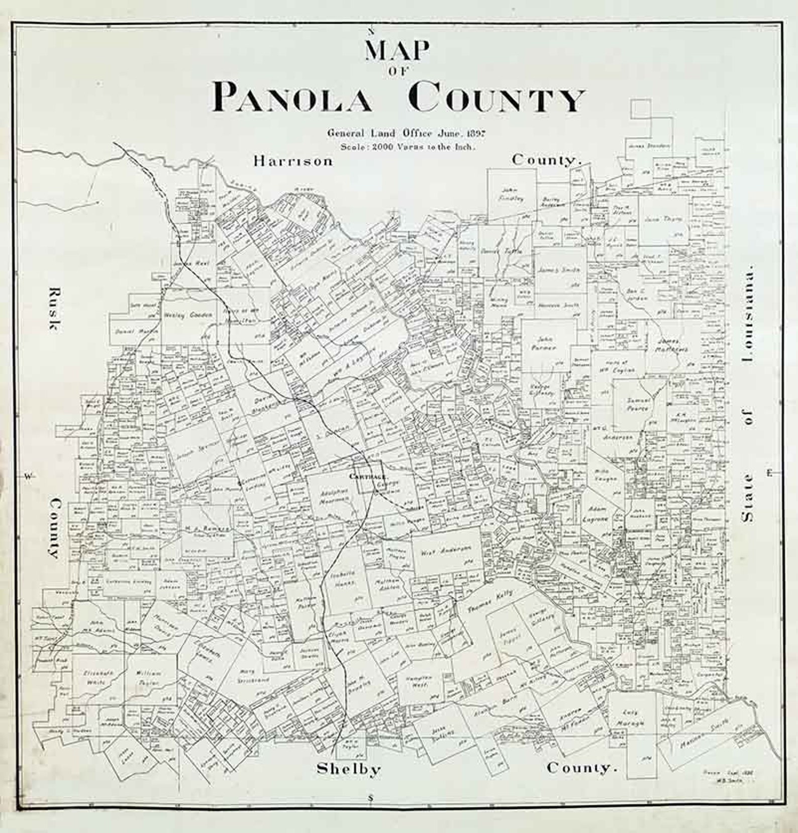 1897 Farm Line Map of Panola County Texas | Etsy