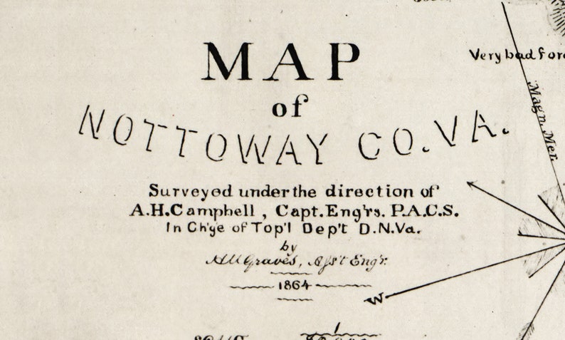 1864 Map of Nottoway County Virginia - Etsy