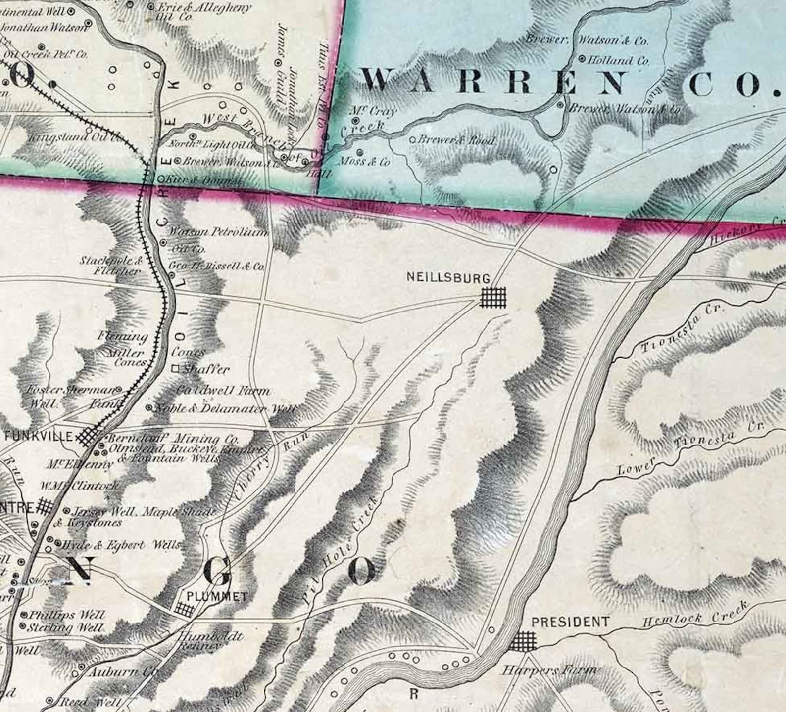 1860 Map of Venango Crawford and Warren County Pennsylvania | Etsy