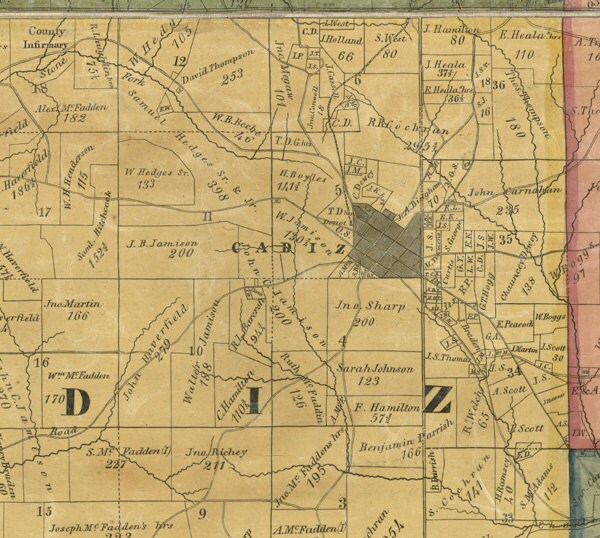 1862 Farm Line Map of Harrison County Ohio Cadiz - Etsy Ireland