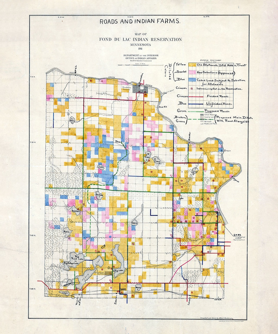 1911 Map of Indian Farms Fond Du Lac Indian Reservation Minnesota - Etsy