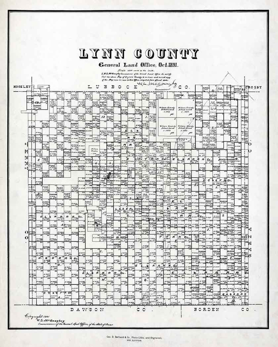 1891 Farm Line Map of Lynn County Texas - Etsy