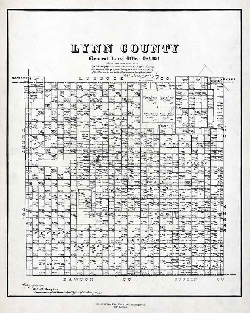 1891 Farm Line Map of Lynn County Texas - Etsy