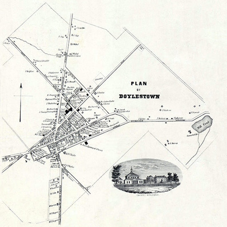 1850 Plan of Doylestown Bucks County PA - Etsy