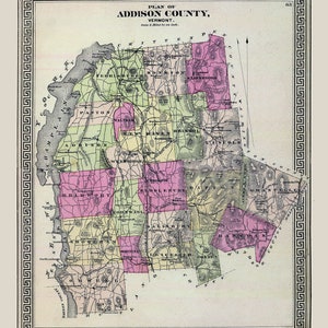 1876 Map of Addison County Vermont - Etsy